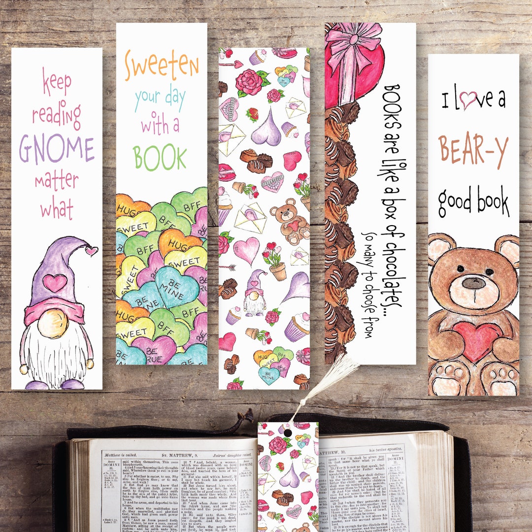 Valentines Bookmarks, Printable Valentines, Valentine's Day, Digital ...