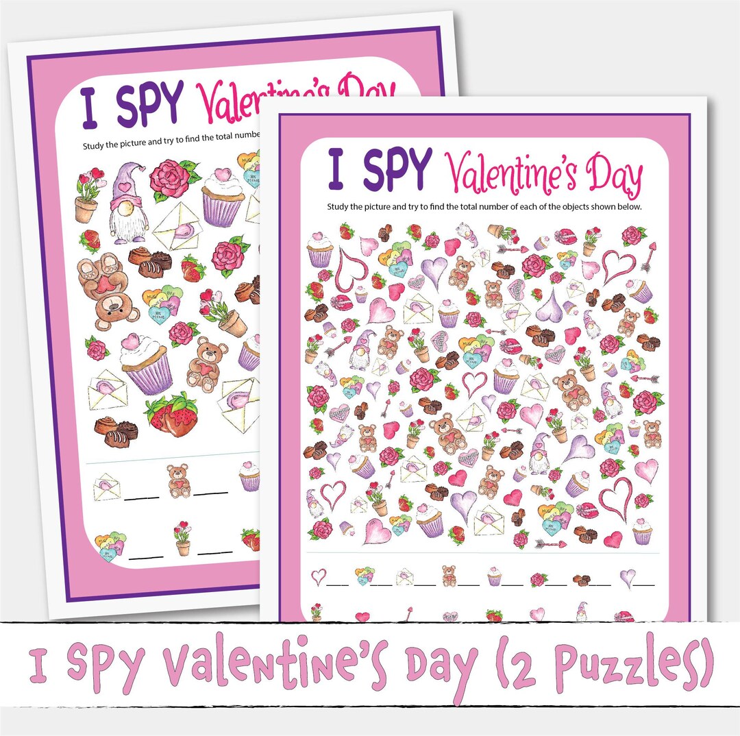 I SPY Valentine's Day Printable Puzzle Game Activity - Etsy