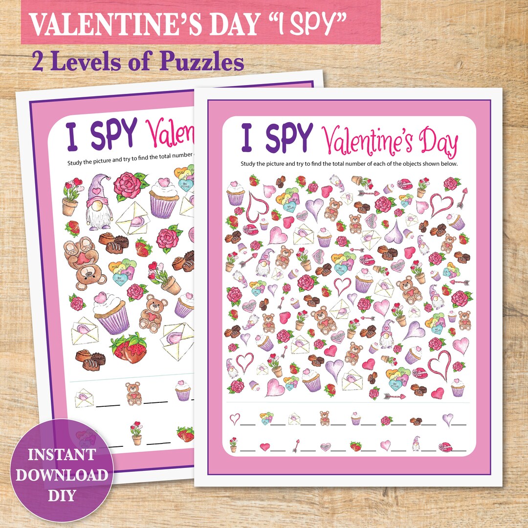 Valentines I SPY, Valentines Activity, Valentines Printables ...
