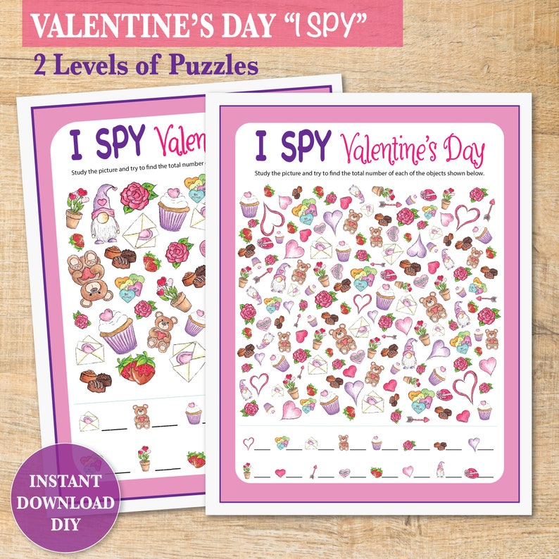 Valentines I SPY, Valentines Activity, Valentines Printables ...