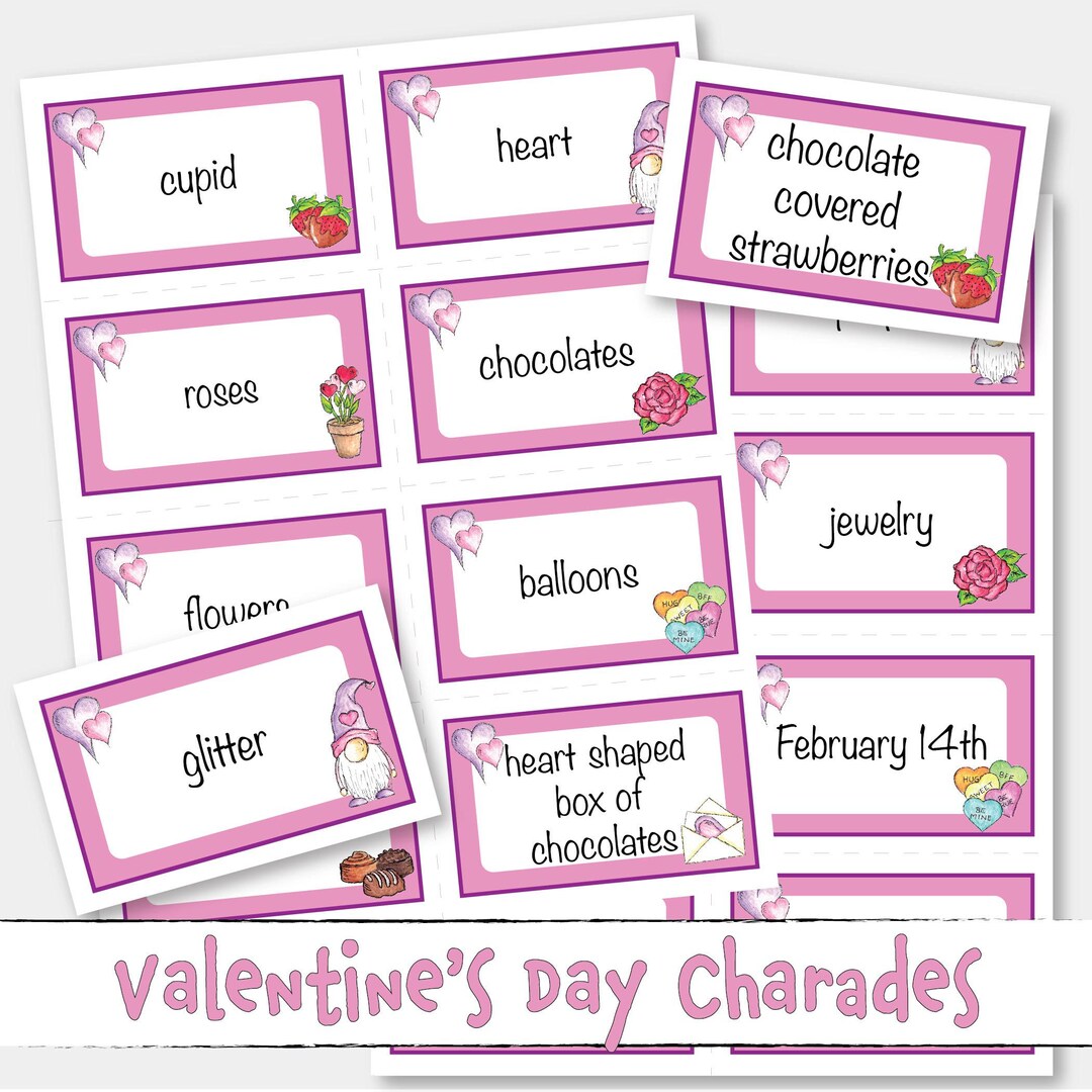 Valentine's Day Charades, Printable Valentine Party Game Activity - Etsy