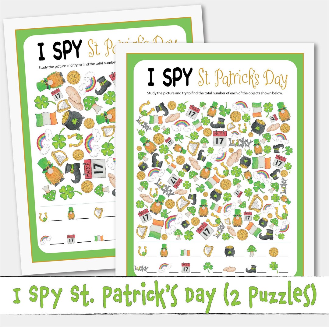 I SPY St. Patrick's Day Printable Puzzle Game Activity - Etsy