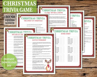Christmas Game Christmas Trivia Game Christmas Printable - Etsy