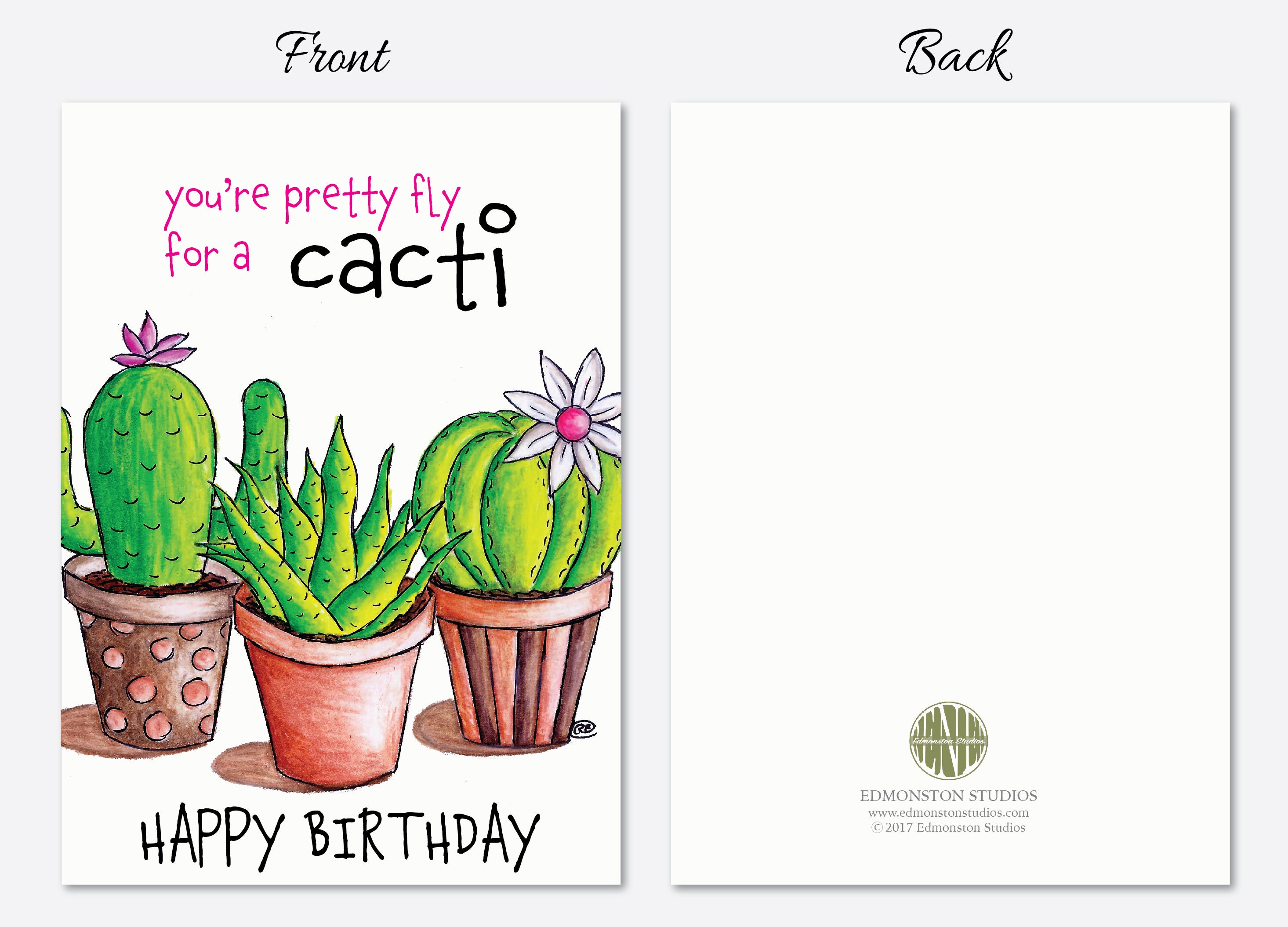 Cactus Birthday Card, Succulent, Funny Greeting Card, Cute Birthday ...