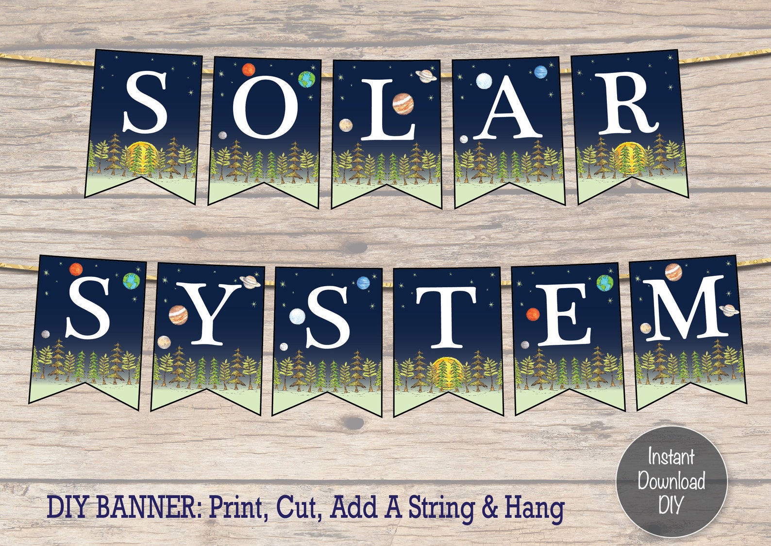 Solar System Banner Earth Science Printable Sign Planets Instant ...