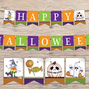 Happy Halloween Banner Pumpkin Sign Printable Witch Banner Instant ...
