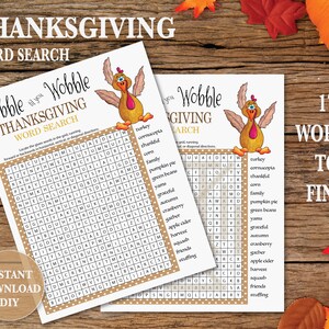 Thanksgiving Word Search Printable Turkey Dinner Search and Find ...