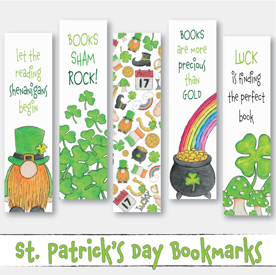 Printable St. Patrick's Day Bookmarks - Etsy