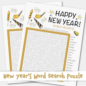 New Years Word Search Puzzle Game Activity - Etsy