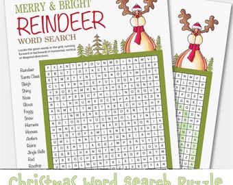 Reindeer Word Search - Etsy