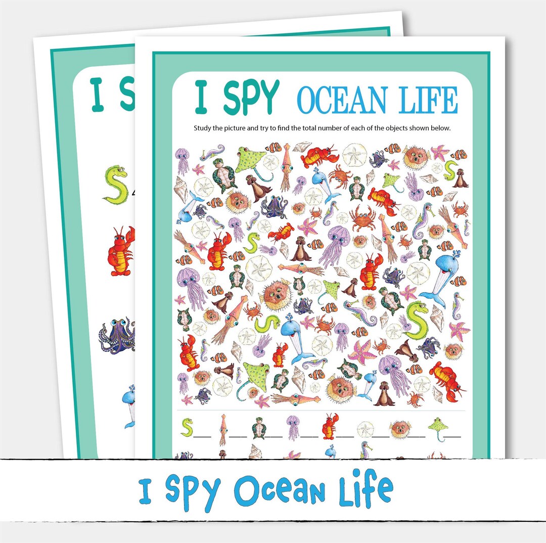 Printable Activity I SPY Ocean Life Under the Sea Summer Puzzle Game - Etsy