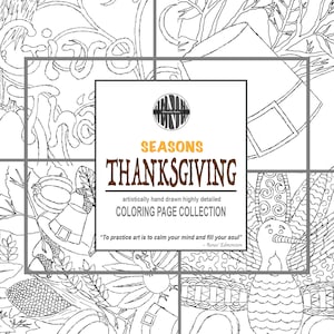 THANKSGIVING Coloring Pages, 4 Coloring Sheets, Printable, Hand ...