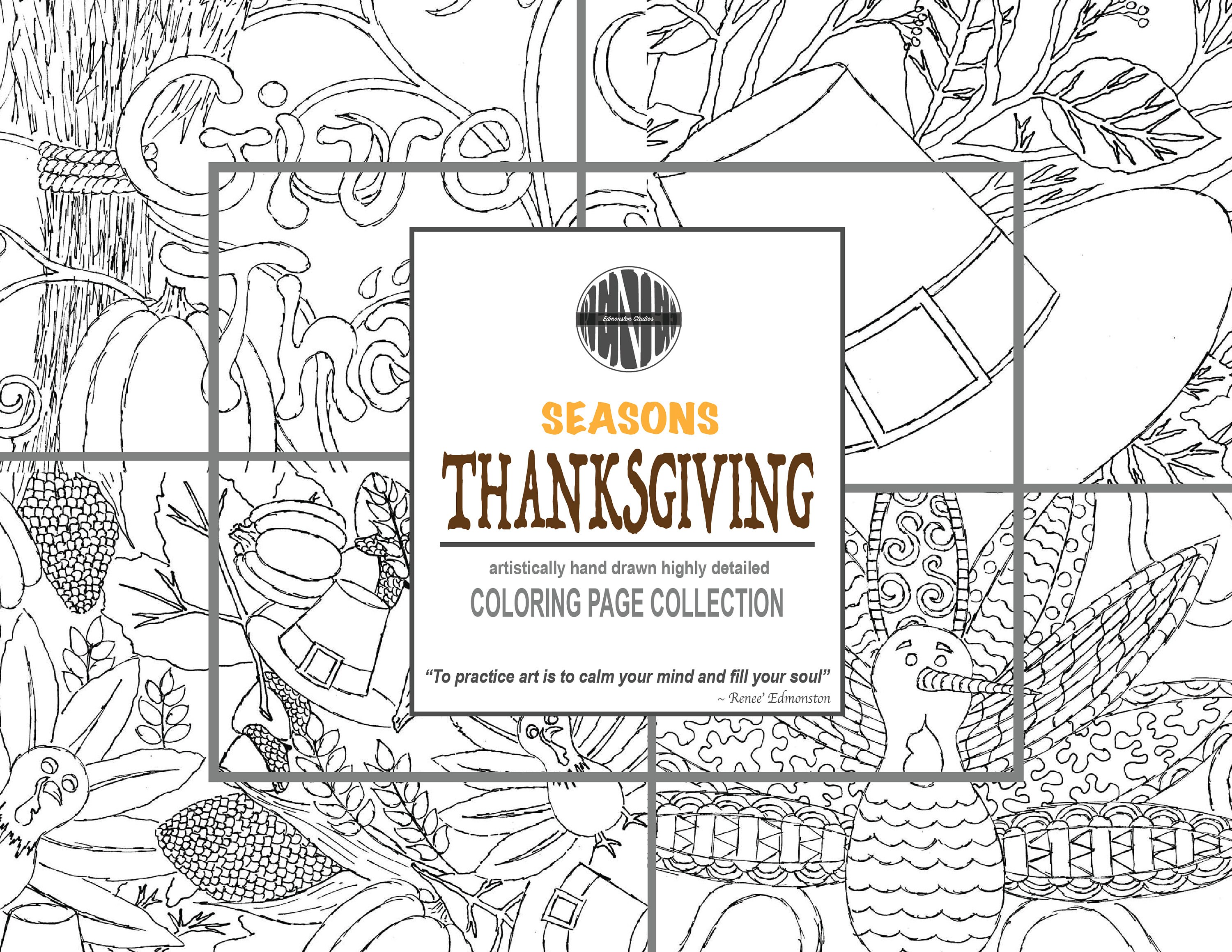 THANKSGIVING Coloring Pages 4 Coloring Sheets Printable - Etsy