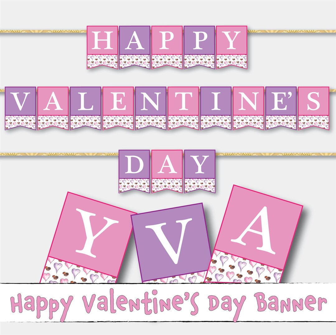 Happy Valentine's Day Banner, Valentines Day Bulletin Board Decor ...