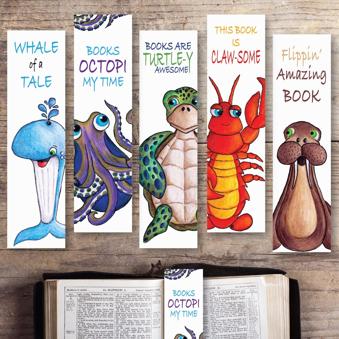 PRINTABLE Sealife Bookmarks, Ocean Animal Bookmarks, Whale Bookmark ...