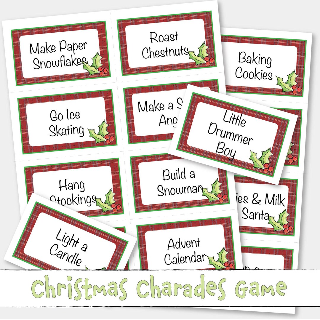 Christmas Charades and Doodle Draw Pictionary Game Printable Activity ...