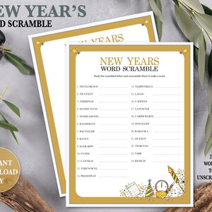 New Year's Game Bundle, Printable Activities, Games. Puzzles Instant ...