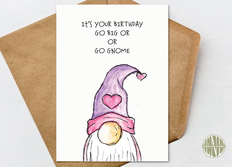 Gnome Birthday Card Funny Greeting Card Cute Birthday Card - Etsy