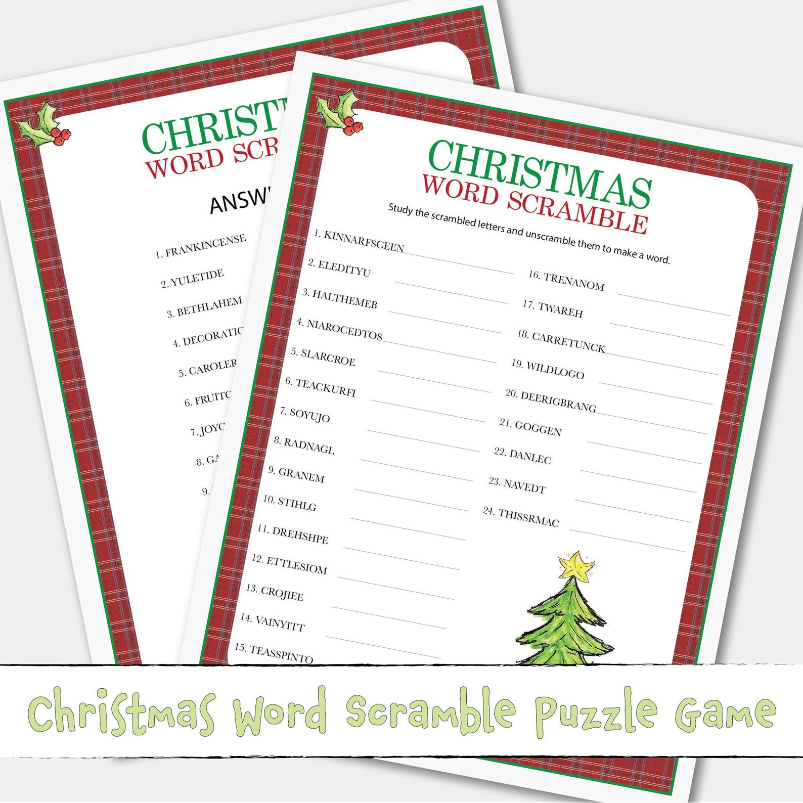 Christmas Word Scramble Printable Puzzle Game - Etsy