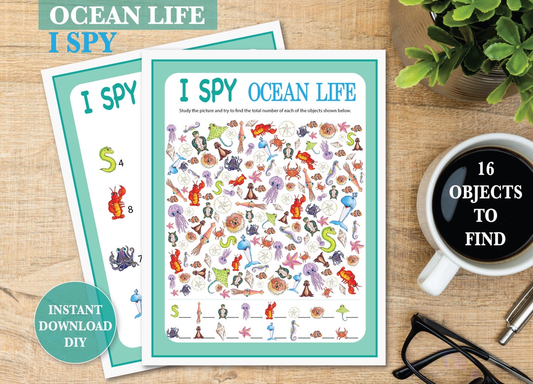 I SPY Ocean Life Printable Under the Sea Puzzle Beach Game Summer ...