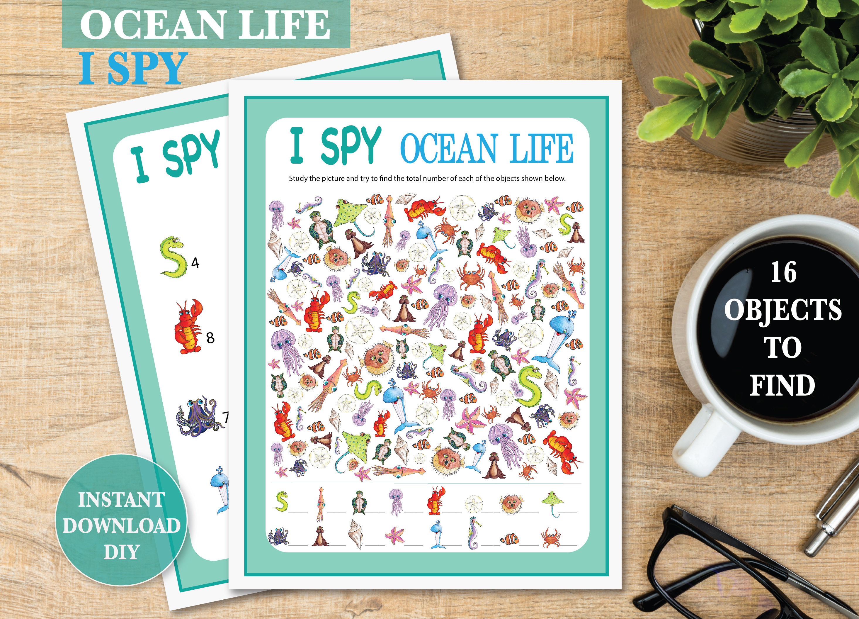 I SPY Ocean Life Printable Under the Sea Puzzle Beach Game - Etsy