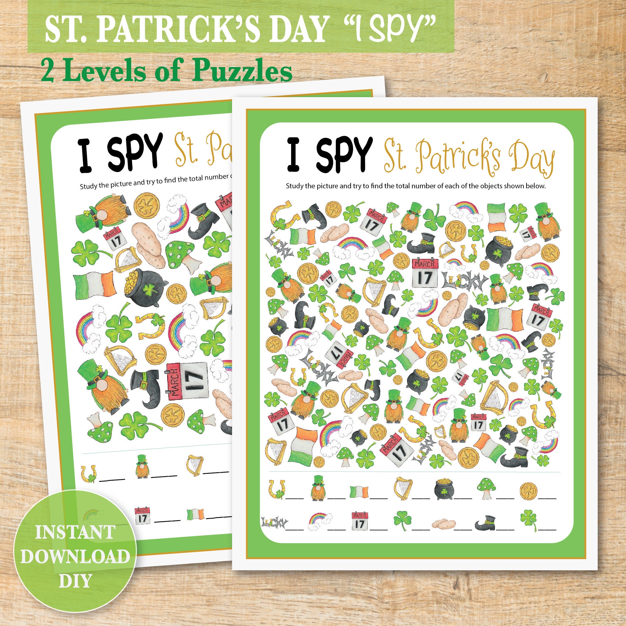 St. Patrick's Day I SPY, St. Patty's Day Activity, Printables, Game, I ...