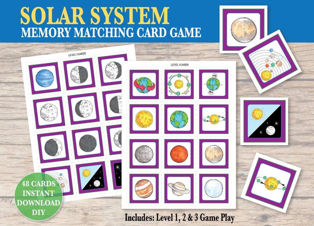 Solar System Memory Matching Card Game Printable Instant - Etsy
