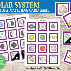 Solar System Memory Matching Card Game Printable Instant - Etsy