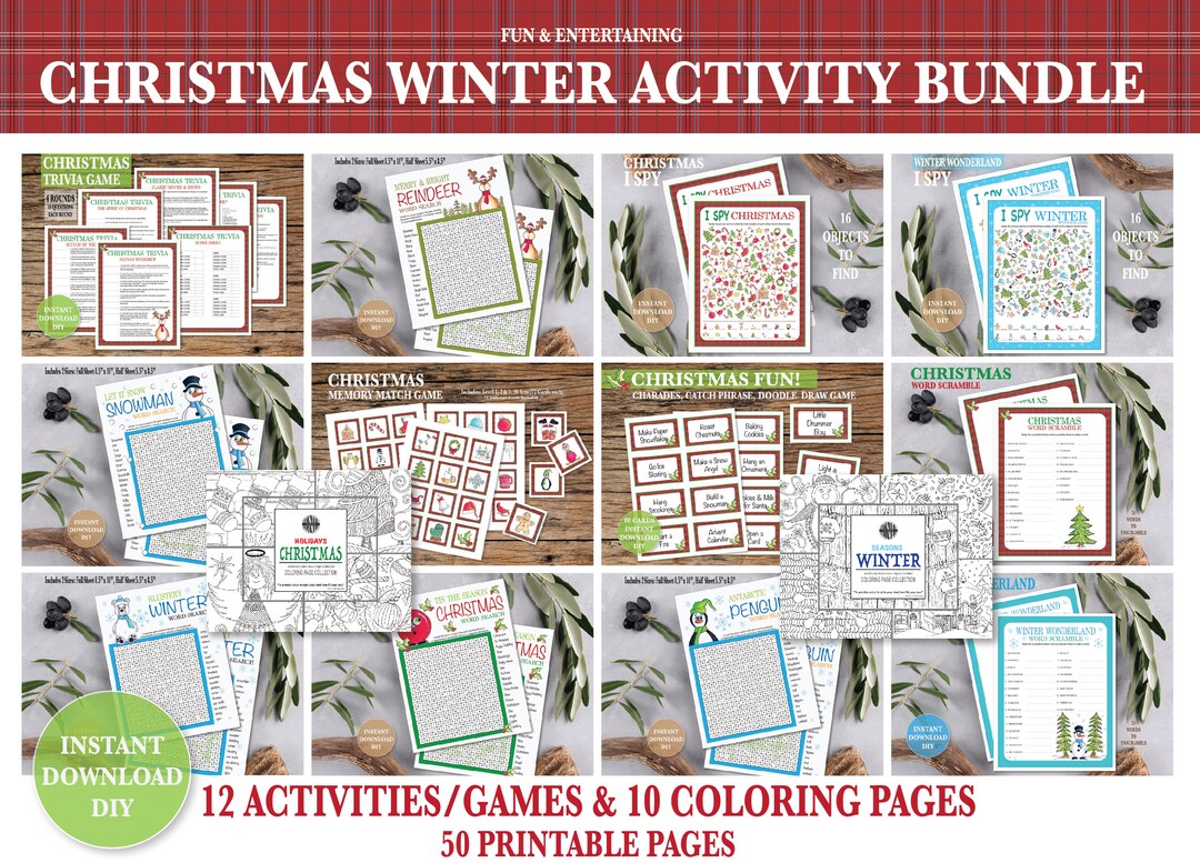 Christmas Game Bundle, Printable Activities, Games, Coloring Pages ...