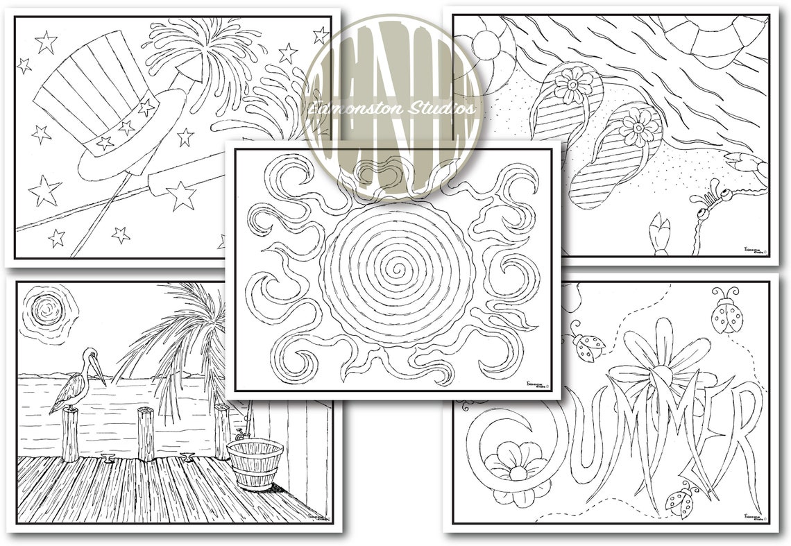 SUMMER SEASON Coloring Pages 5 Coloring Sheets Printable - Etsy
