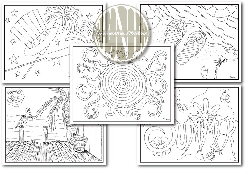 SUMMER SEASON Coloring Pages 5 Coloring Sheets Printable - Etsy