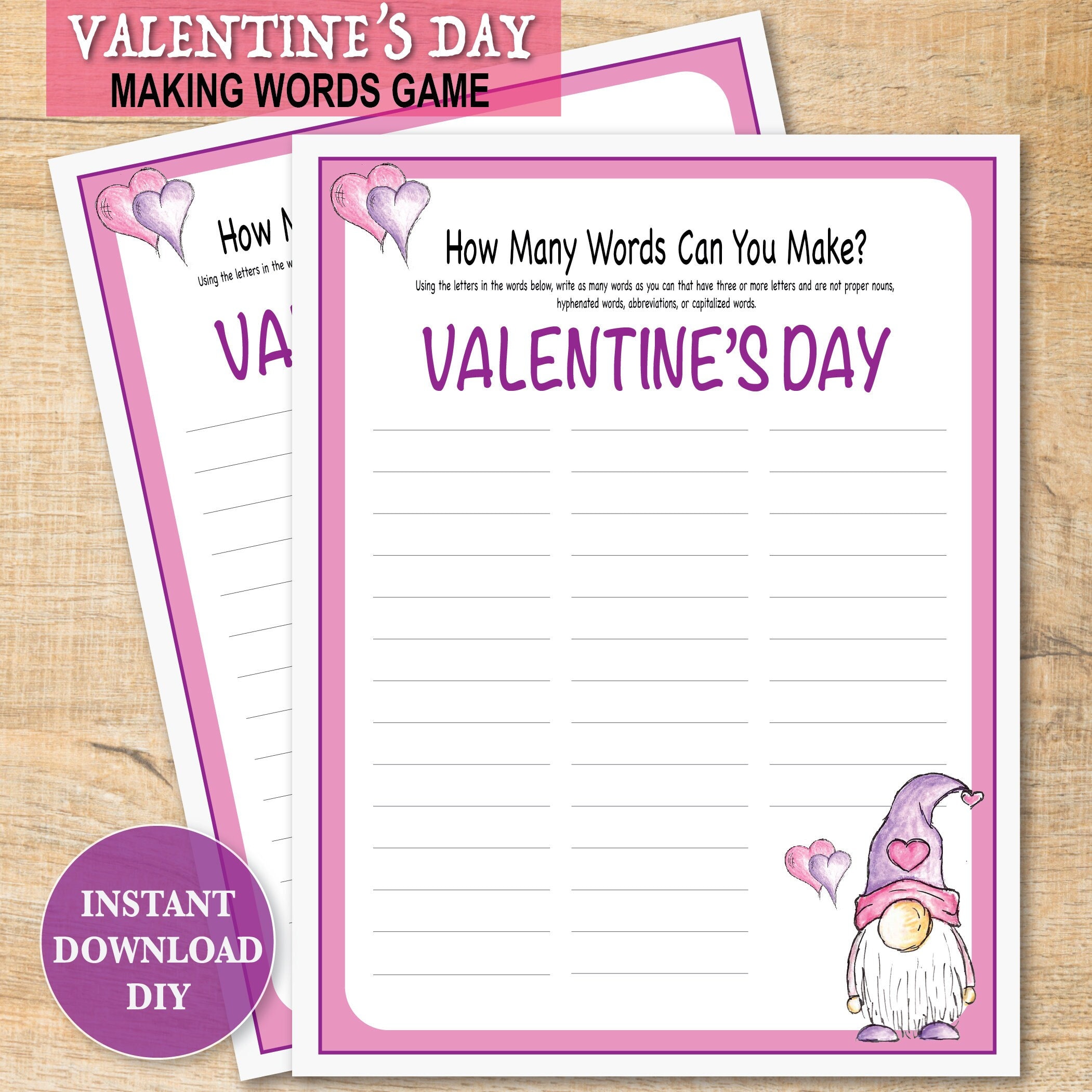 Making Words, Printable, Valentines Game, Anagram Words Puzzle ...
