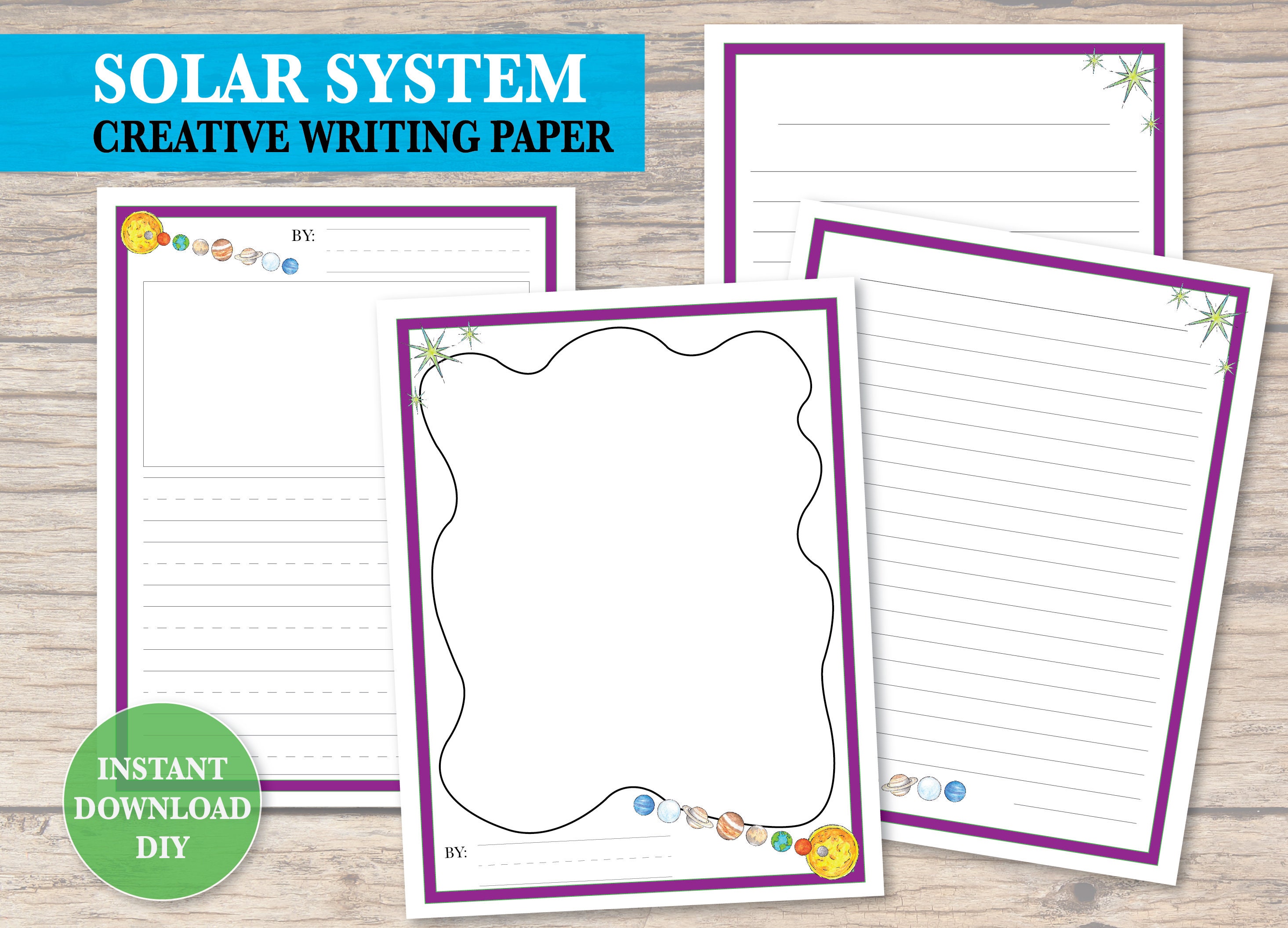 Earth Science Solar System Drawing Writing Paper Planet Printables ...