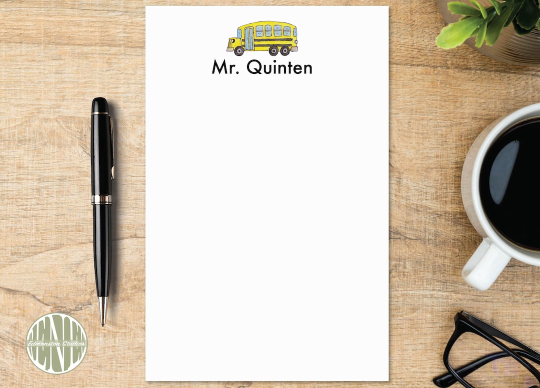Personalized School Bus Driver Notepad, School Vibes Notepad, Writing ...