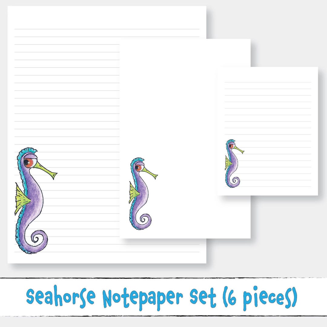 Printable Seahorse Notepaper Collection - Etsy