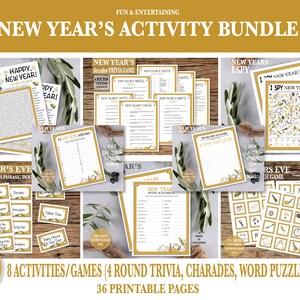 New Year's Game Bundle, Printable Activities, Games. Puzzles Instant ...