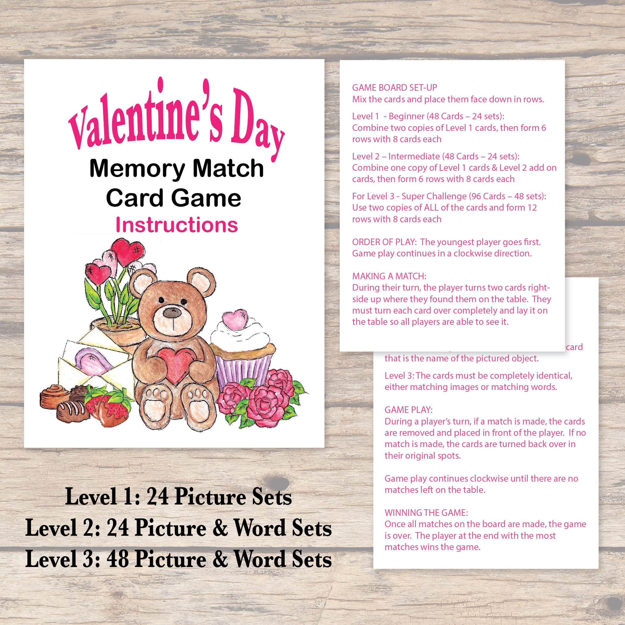 Valentines Memory Game, Valentines Activity, Valentines Printables ...
