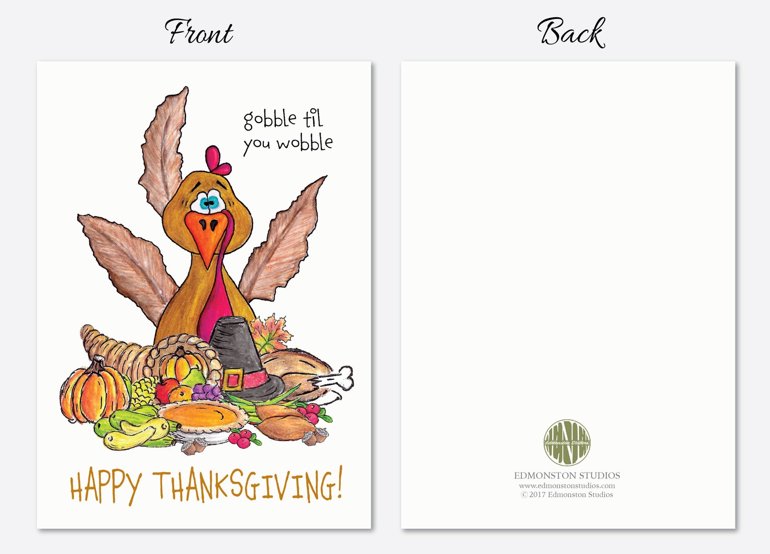 Happy Thanksgiving Card, Funny Greeting Card, Cute Turkey Gobble Til ...