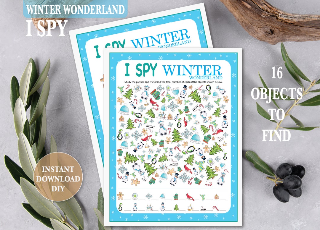 I SPY Winter Wonderland Snowman Printable Puzzle Game Activity Look and ...