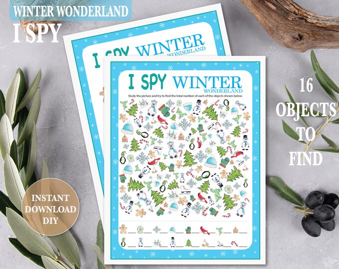 I SPY Winter Wonderland Snowman Printable Puzzle Game Activity Look and ...
