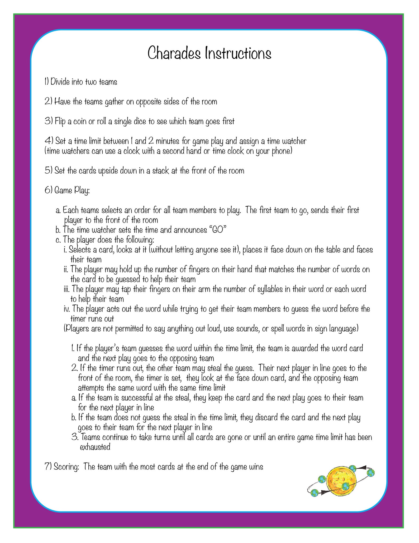 Solar System, Planets, Space, Pictionary, Catchphrase Games Printable ...