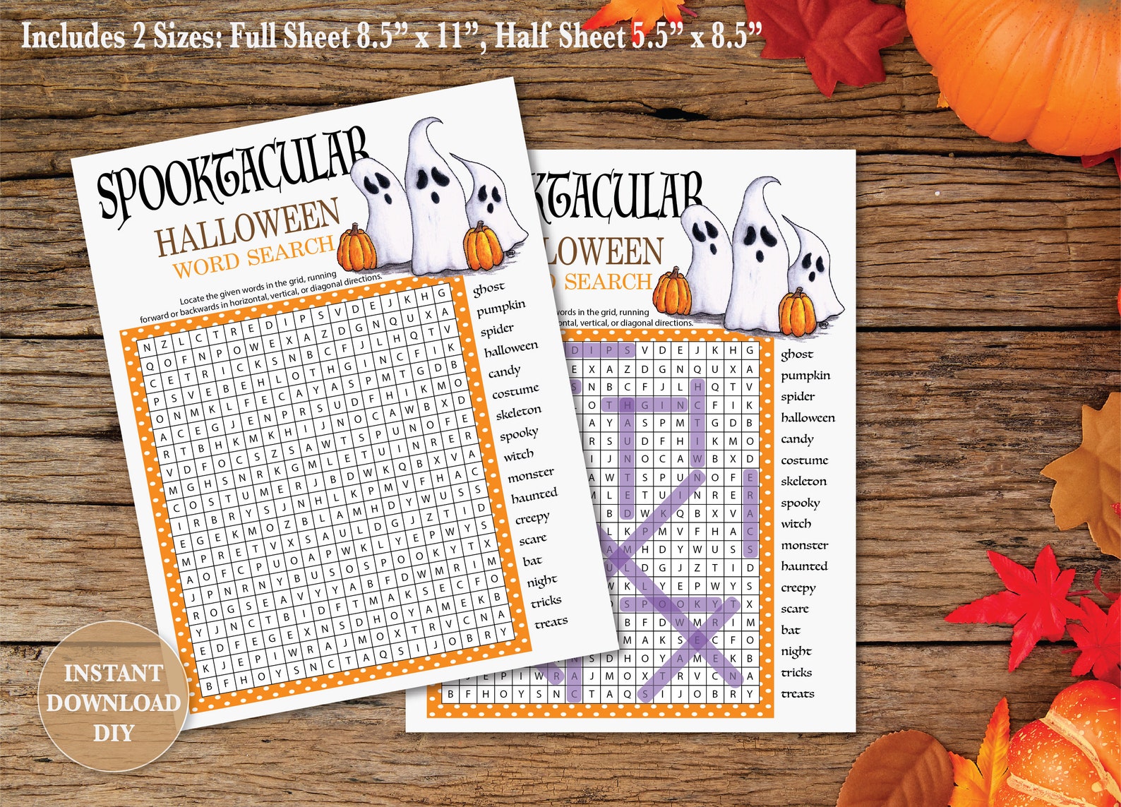 Spooktacular Halloween Word Search Printable Ghosts and Pumpkins ...
