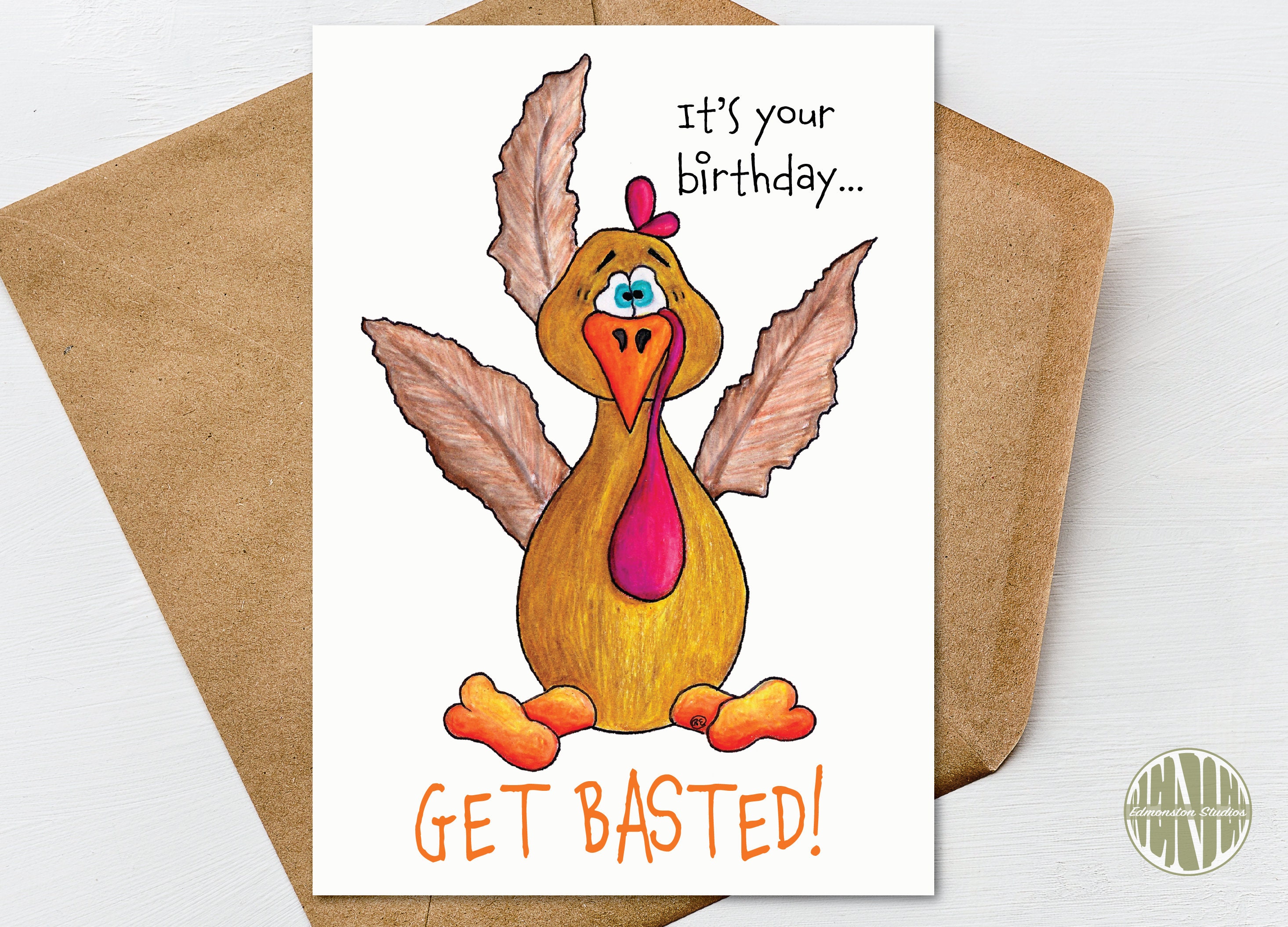 Thanksgiving Birthday Card Turkey Funny Greeting Card Cute - Etsy