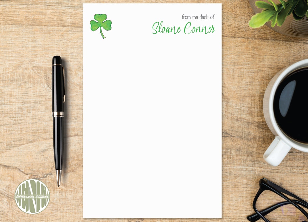 St Patricks Day Personalized Notepad, Irish Gift, Shamrock Notepad, Customized Notepad, Lucky ...