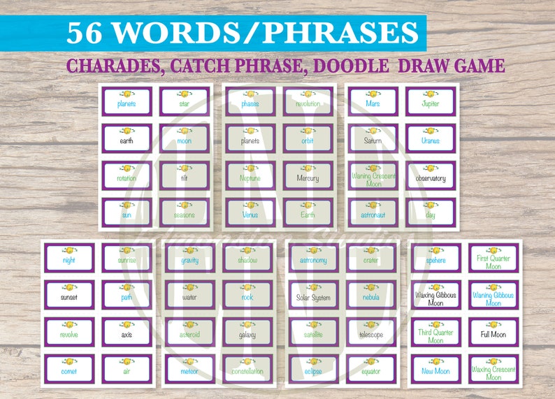Solar System, Planets, Space, Pictionary, Catchphrase Games Printable ...