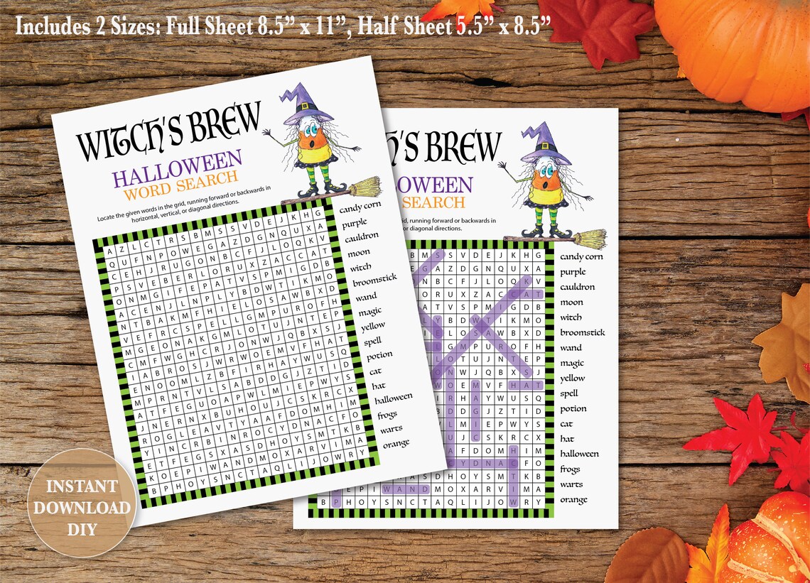Witch's Brew Halloween Word Search Printable Activity Halloween Games ...