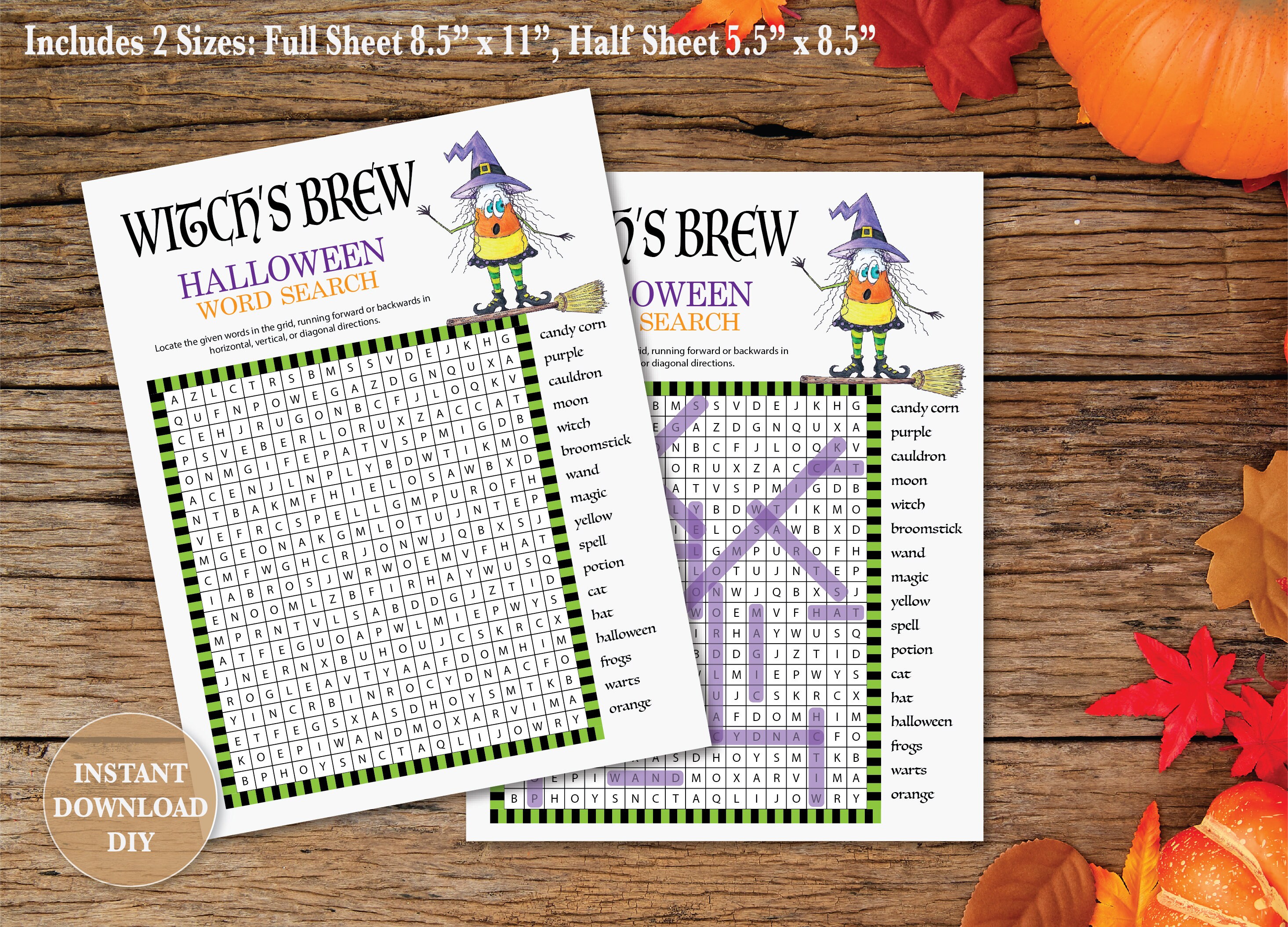 Witch's Brew Halloween Word Search Printable Activity Halloween Games ...