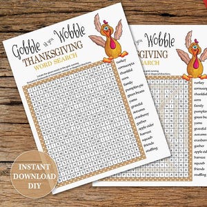 Thanksgiving Word Search Printable Turkey Dinner Search and Find ...