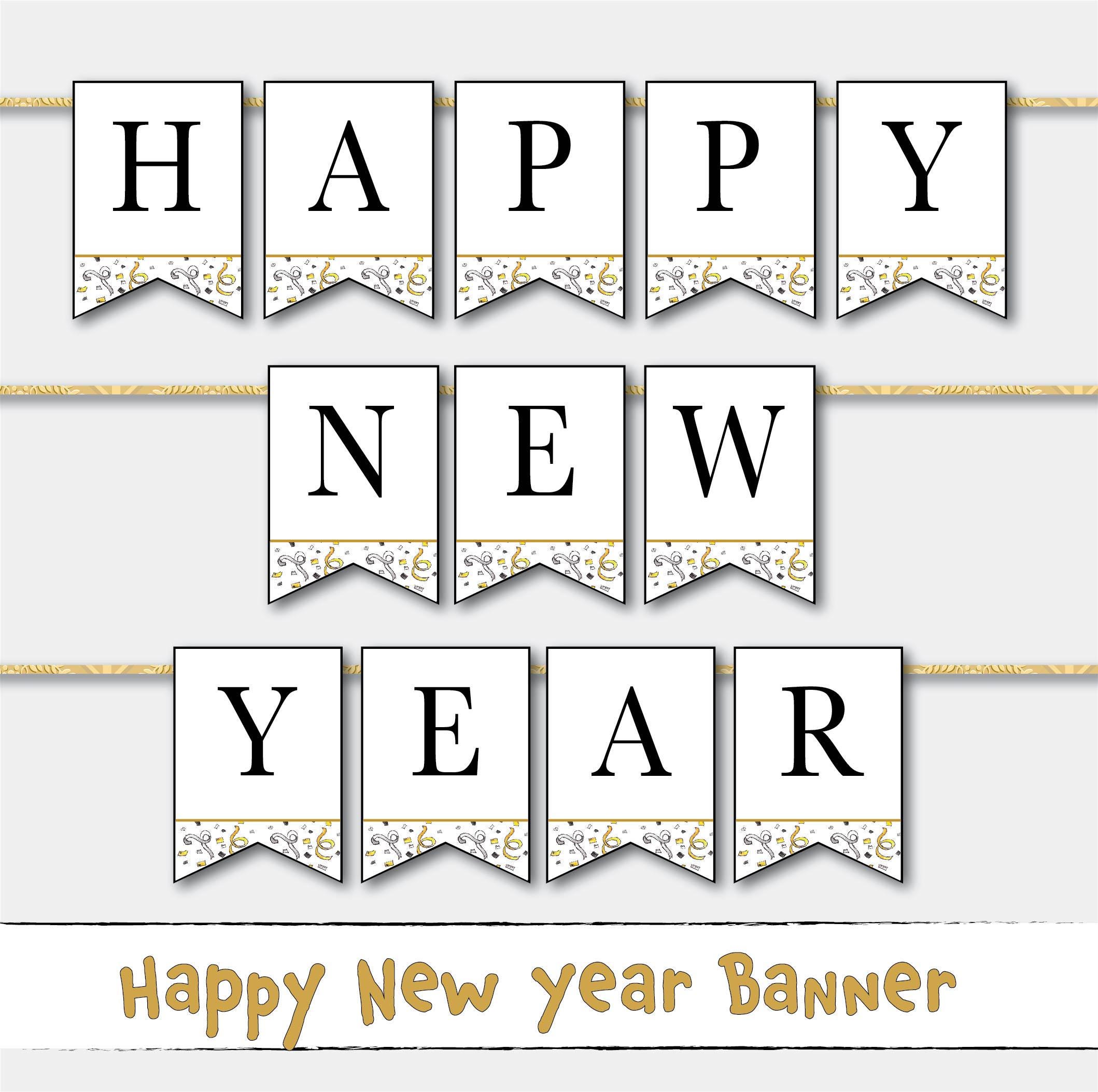 Printable Happy New Year Banner Sign Instant Digital Download - Etsy