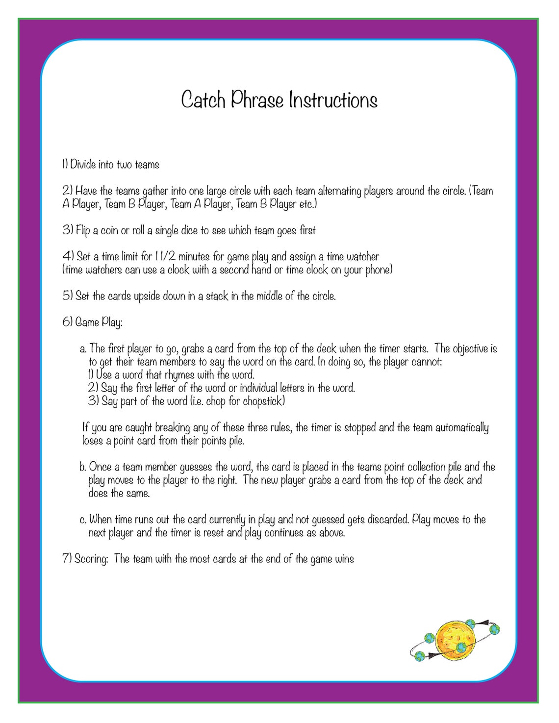 Solar System Planets Space Pictionary Catchphrase Games - Etsy